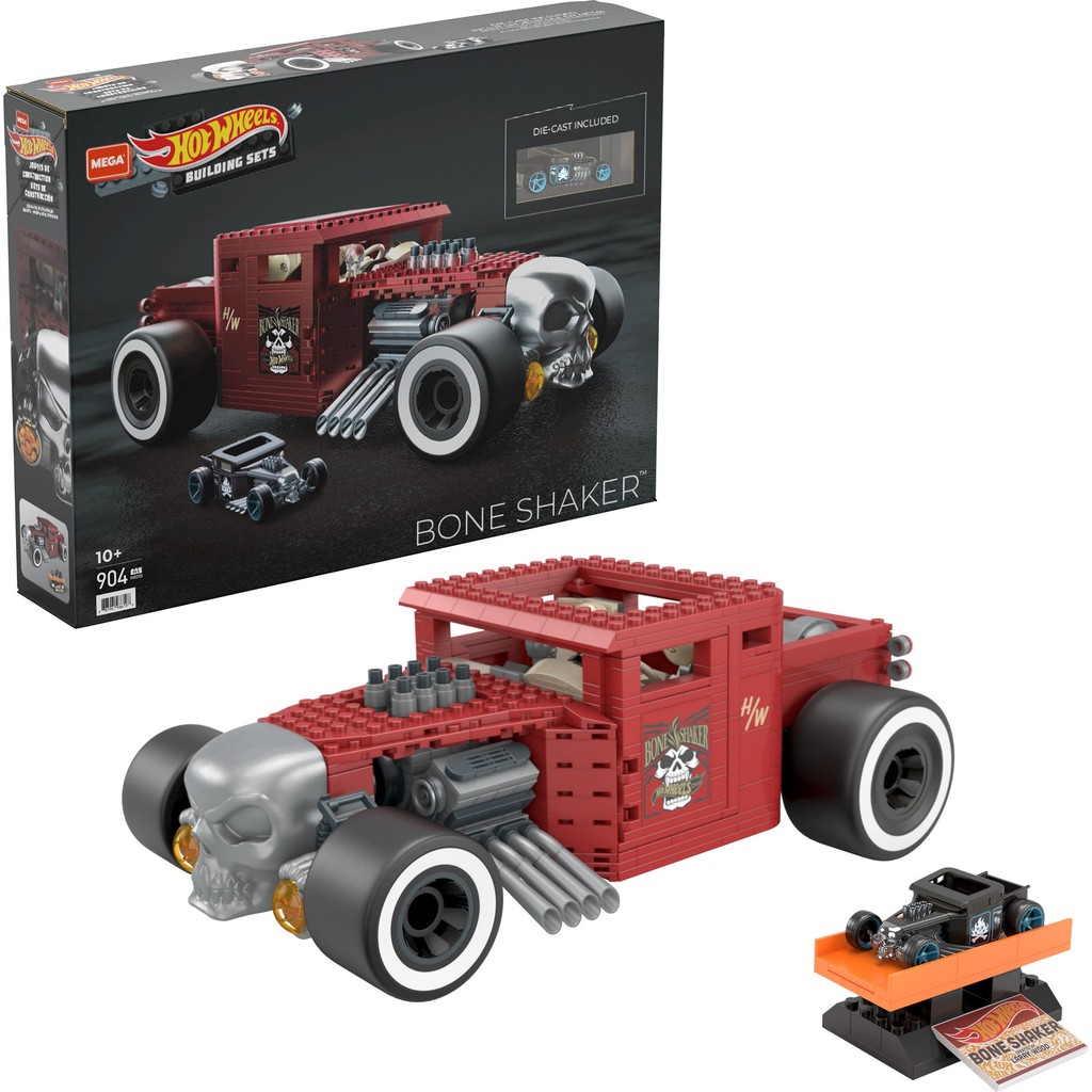 MEGA Hot Wheels Block Set with Die-Cast Car【Number of Pieces: 843】 for ...