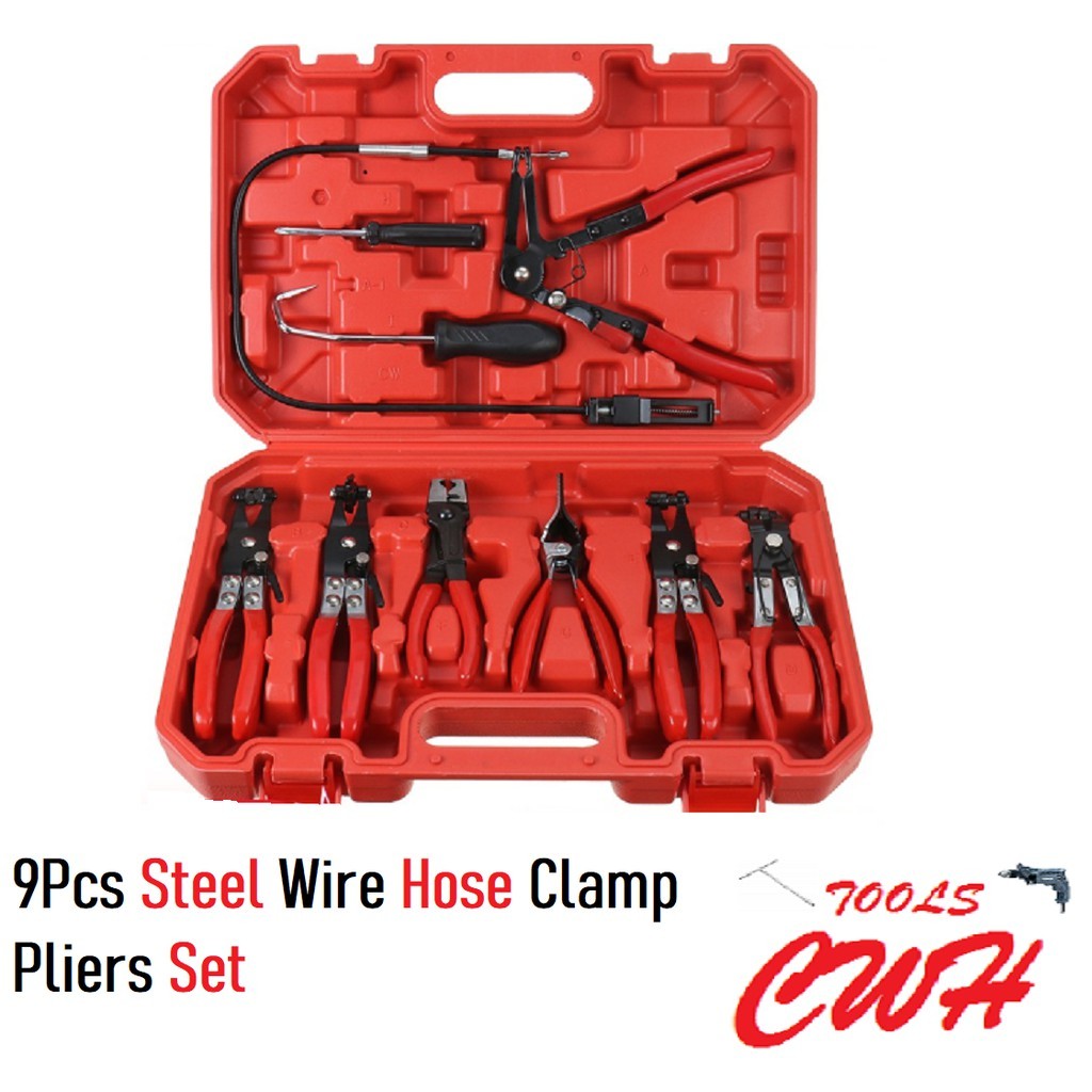 9Pcs Steel Wire Hose Clamp Pliers Set Flexible Wire Cable Type Joint ...