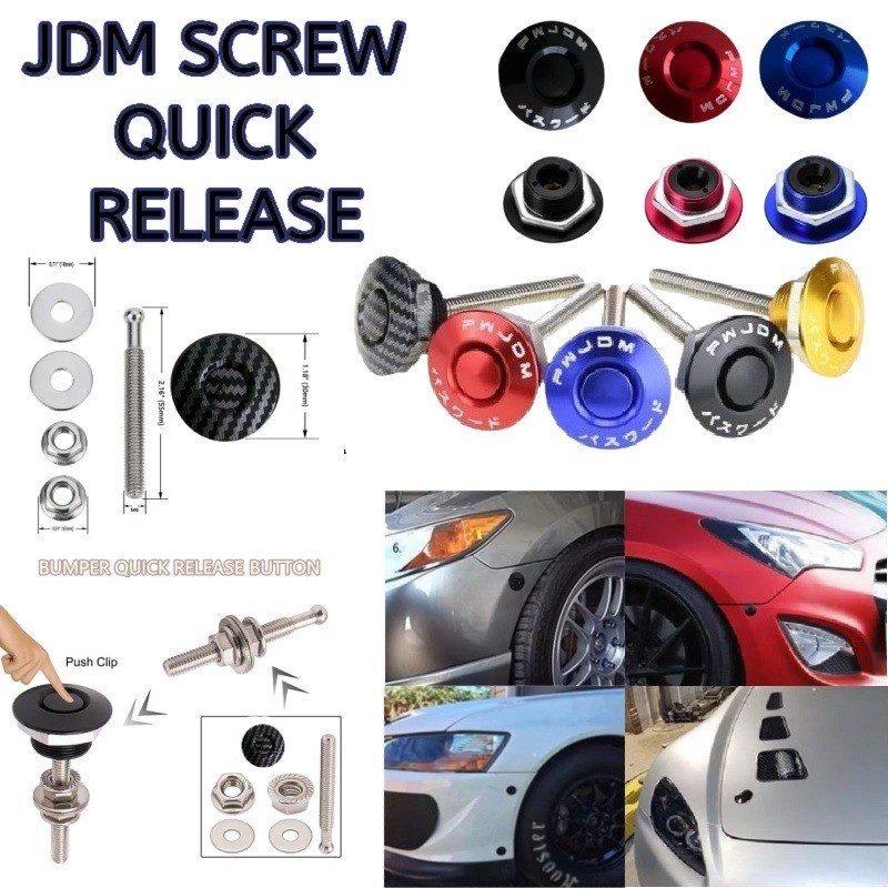 Aluminum Car JDM CLIP Quick Release Latch Push Button Hood Pin Front ...