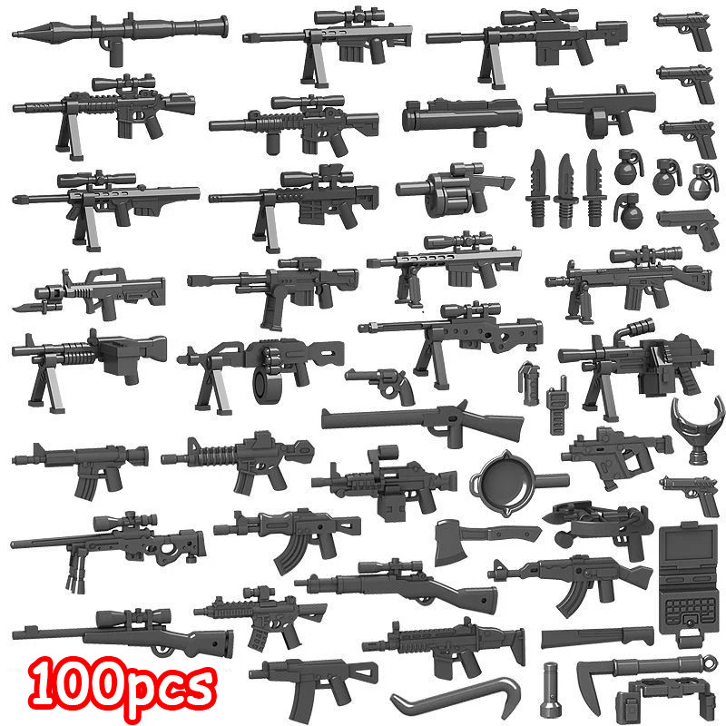 100pcs Military Weapons Building Blocks Parts Compatible Classic Army ...
