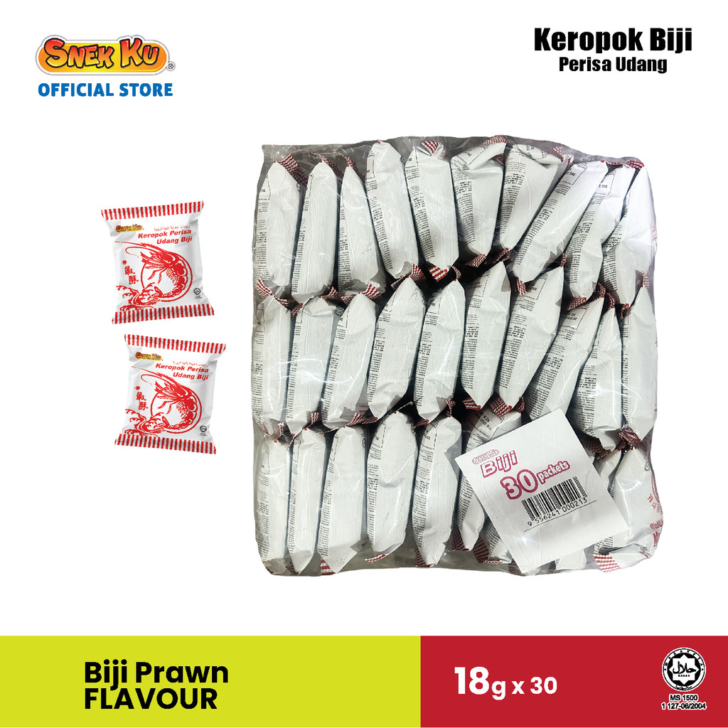 Snek Ku Biji Prawn Flavoured Snack (18g x 30 pkts) | Shopee Malaysia