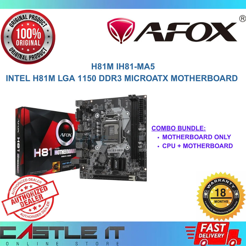AFOX H81M IH81-MA5 Intel H81M LGA 1150 DDR3 MicroATX Motherboard ...