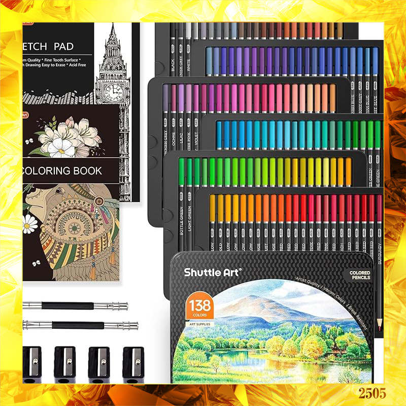 Shuttle Art Colored Pencil Set - 138/180 Colors, Oil-Based, Metallic ...