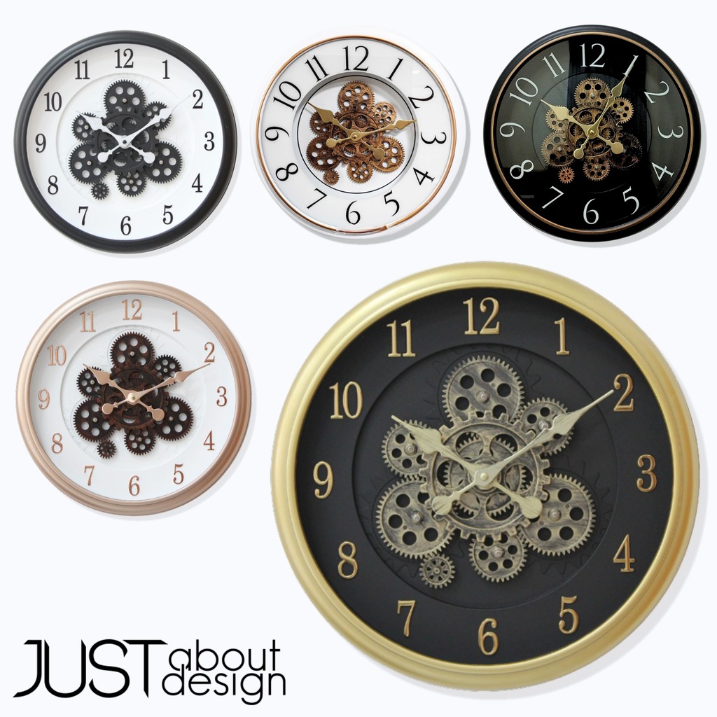 Jam Dinding Besi Wall Clock Gear Design Roman Numeric Designs Wall ...