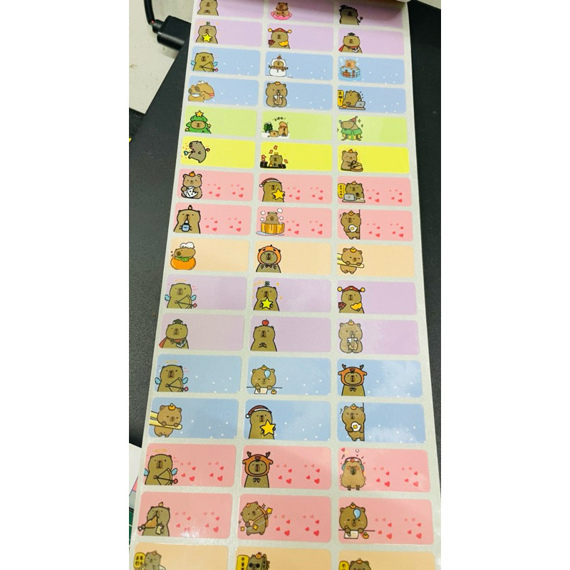 (M) 45pcs CAPYBARA WATERPROOF Name Sticker Nama KALIS AIR/Sticker Label ...