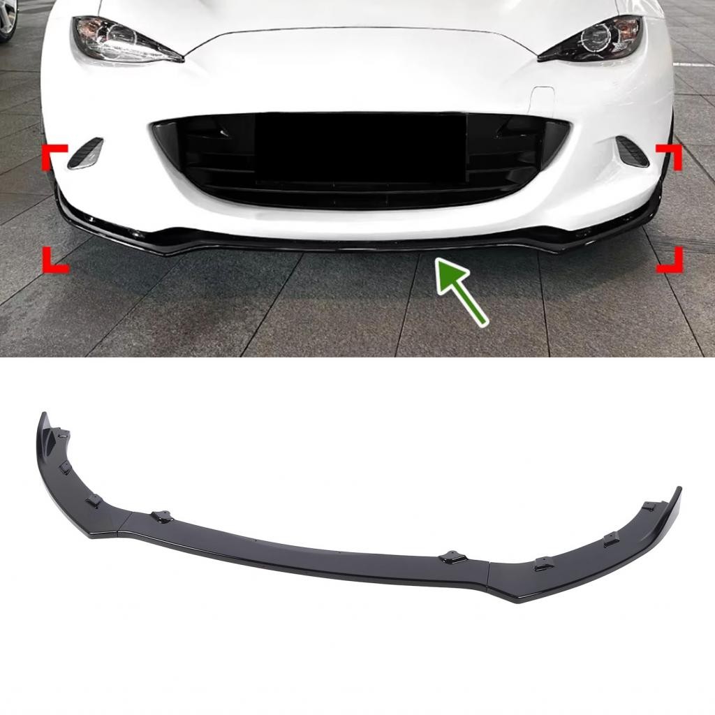 Front Bumper Lip Splitter Glossy Black Body Kit for MX-5 Miata ND 2016 ...