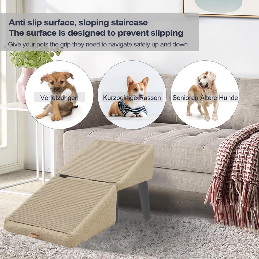 Dog Step for Bed Dog Ramps Stairs Non-Slip Soft Foldable Stool ...