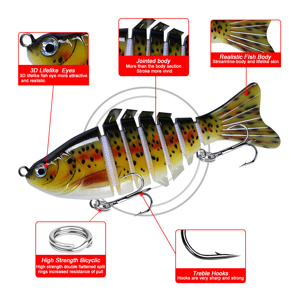 Bionic Swimming Bait Multi Jointed Swimbait with Treble Hooks Robotic ...