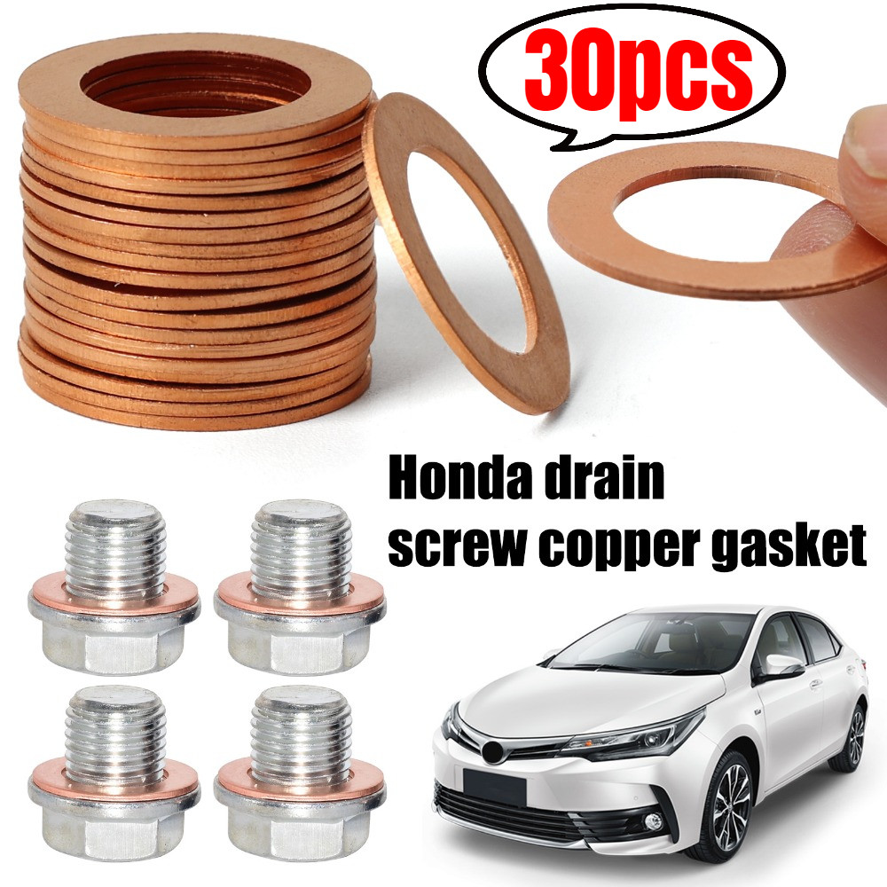 [HOT] 10/20/30Pcs 14mm Aluminum Oil Drain Plug Copper Gasket Car Engine ...
