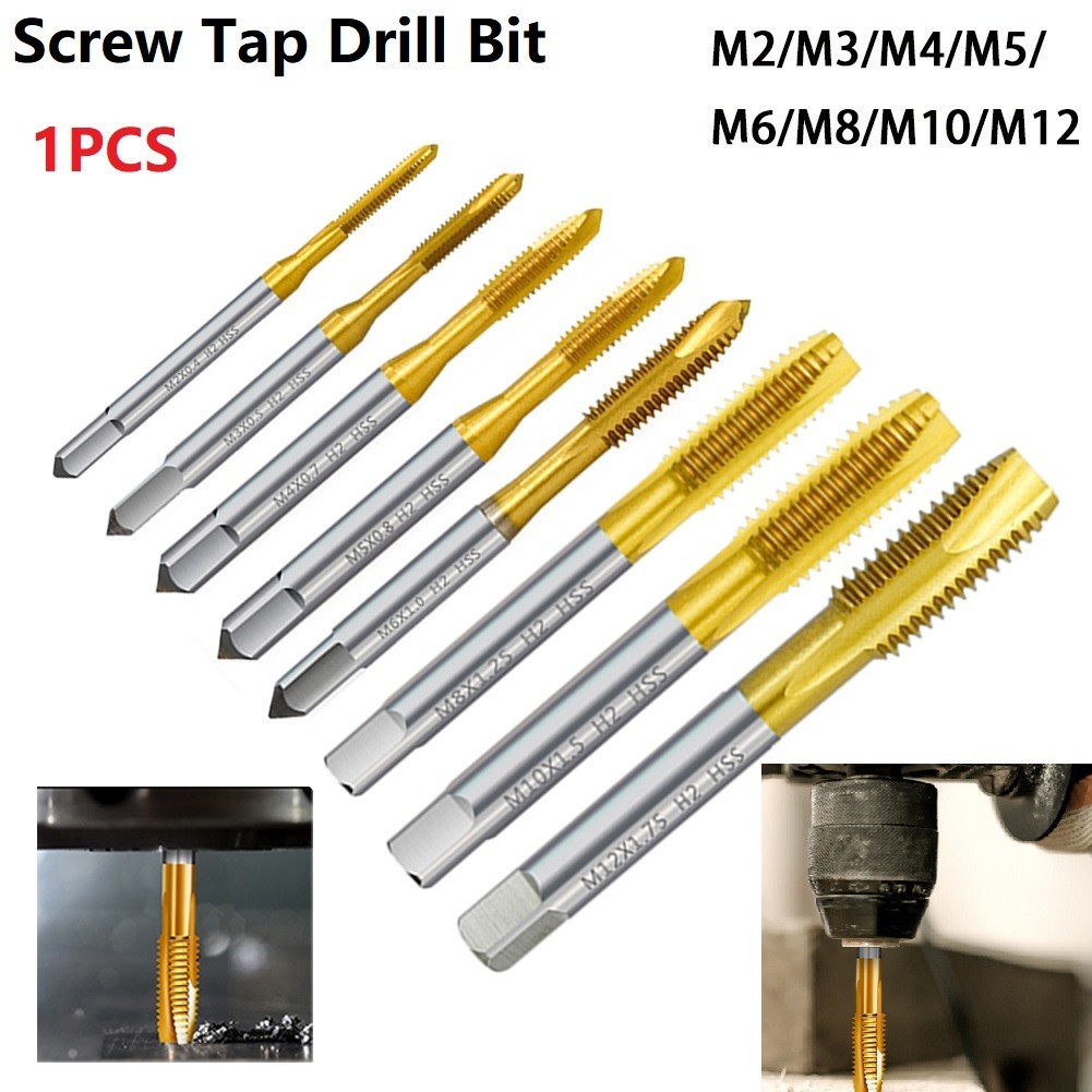 HSS Titanium Coating Screw Tap Drill Bit M2-M12 Metric Straight Flute ...