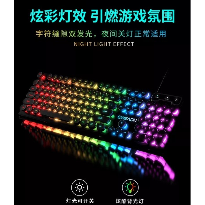 Mechanic Keyboard Metal Panel Round Retro Keycap 104 Keys Backlit Wired ...