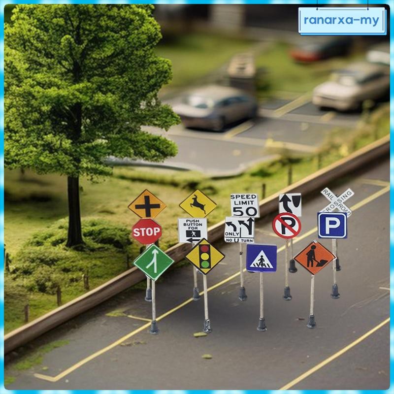 [RanarxaMY] 14Pcs Mini Traffic Signs Toys for Kids Collection Miniature ...