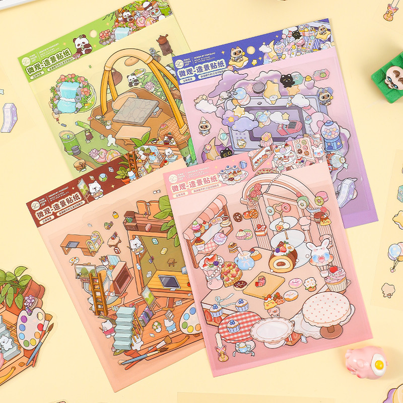 ENWEI 3 Pcs [Fangdao Micro Landscape Stickers Series] Cartoon Cute 3D ...