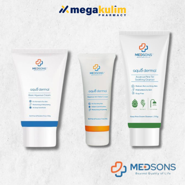 Medsons Range ( Basic Aqueous Cream 120g / Aqua Dermal Itch Relief 60g ...