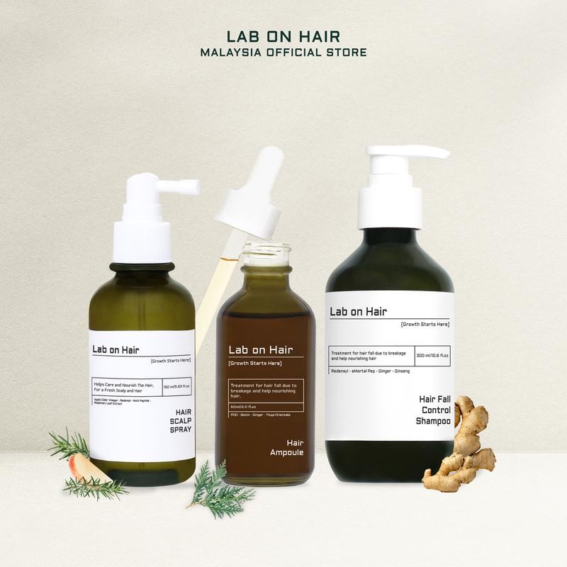 Lab On Hair 3in1 Bundle Anti HairFall Shampoo + Anti Hair Loss Ampoule ...