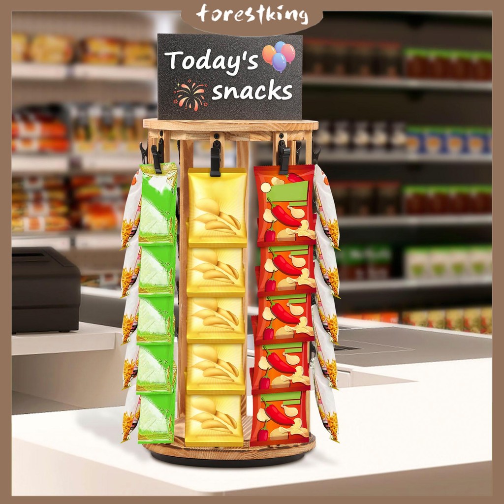 Chip Rack Display Stand Space Saving Snack Display Rack with 360 ...