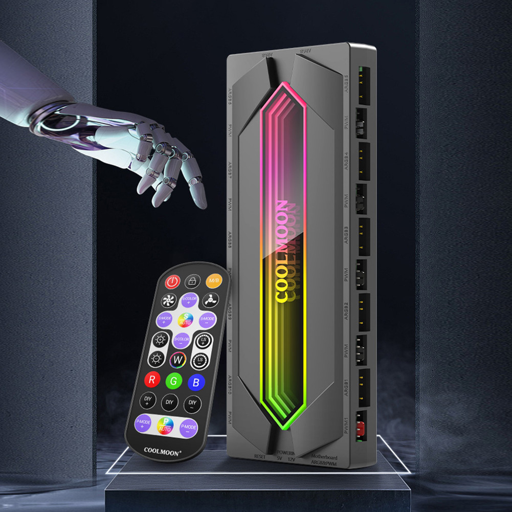 ARGB and PWM HUB Case Fan Hub with Remote SATA Power Supply Cable ARGB ...