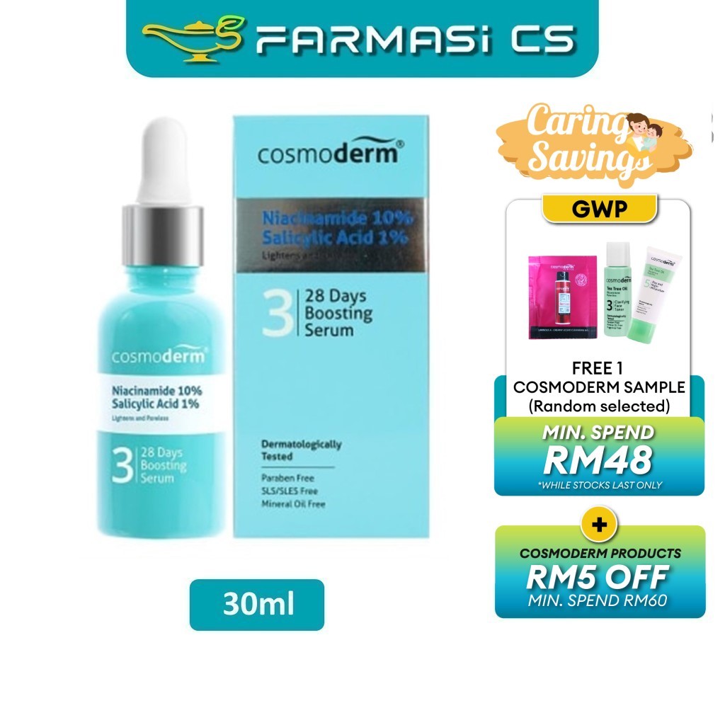 Cosmoderm Niacinamide Salicylic Acid 28 Days Boosting Serum 30ml EXP:01 ...