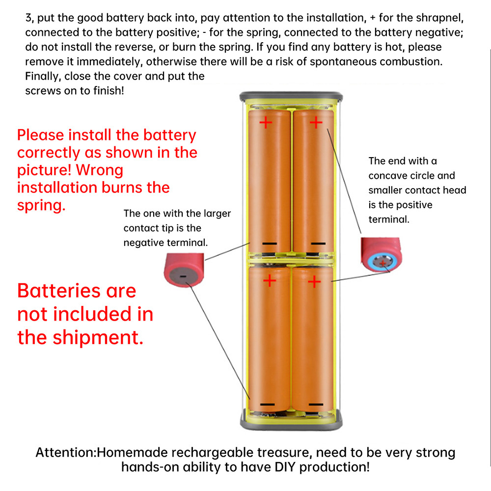 DIYMORE Mecha transparent model rechargeable battery case No soldering ...
