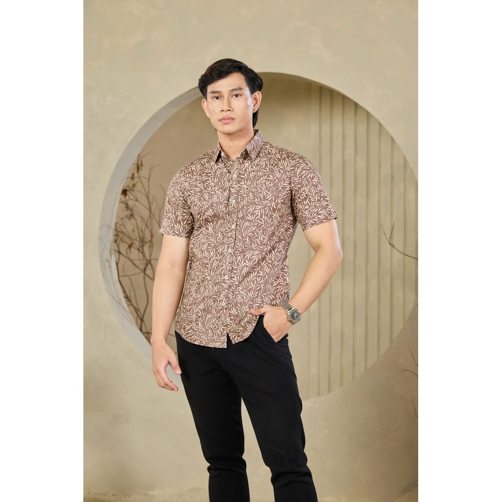 I Am Famous Signature Slim Fit Shirt - Bamboo Leaf Khaki in Dark Brown ...