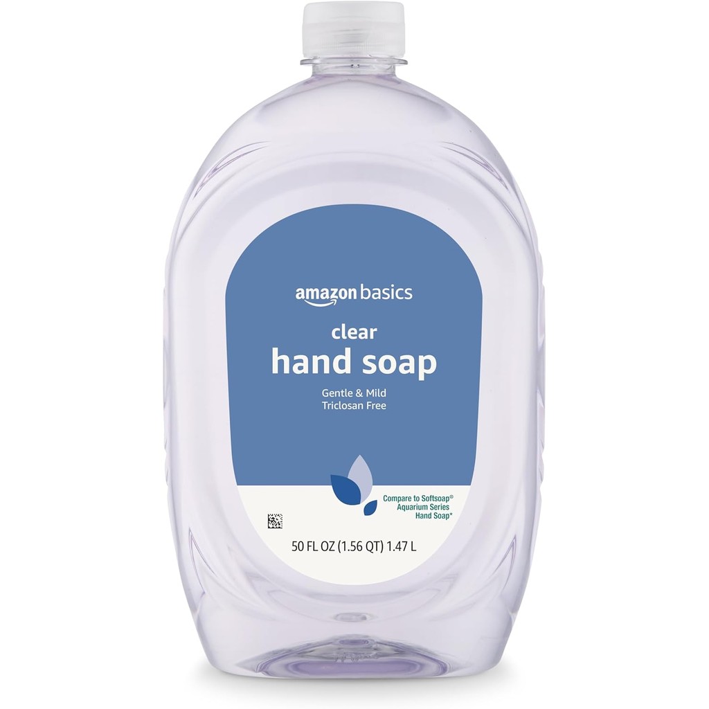 Basics Gentle & Mild Clear Liquid Hand Soap Refill, Triclosan-free, 50 ...