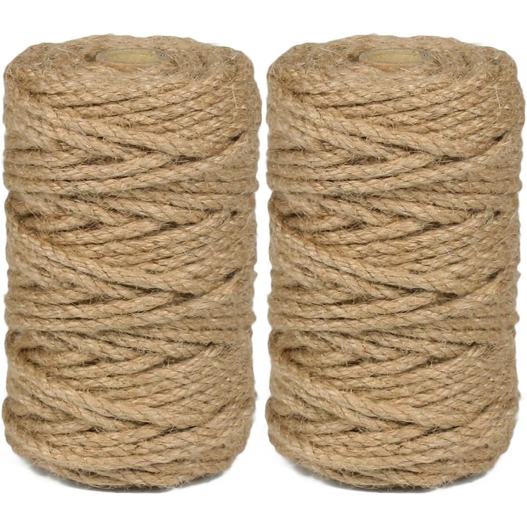 2 Keping 5mm Tali Benang Jute Asli 210 Kaki Berpintal Benang Tebal ...