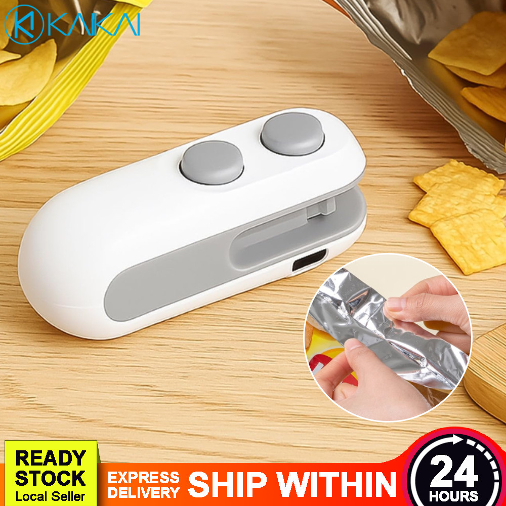 🔥 ONE TOUCH 🔥 Mini Portable Sealer Machine Heat Snacks Plastic Bag USB ...