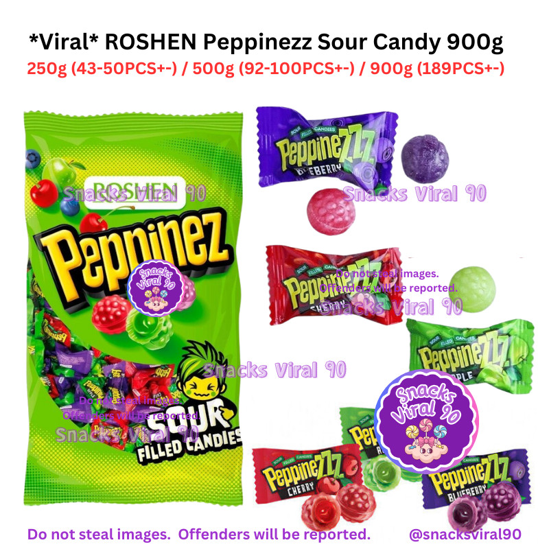 HALAL ROSHEN Peppinezz Sour Candy (250g/500g/900g) *Viral* | Shopee ...