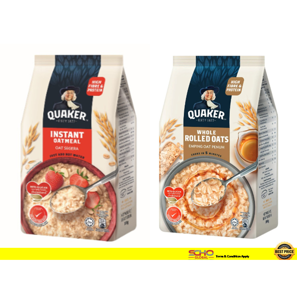 QUAKER INSTANT OATMEAL (800g/1Kg)/ WHOLE ROLLED OAT 800g | Shopee Malaysia