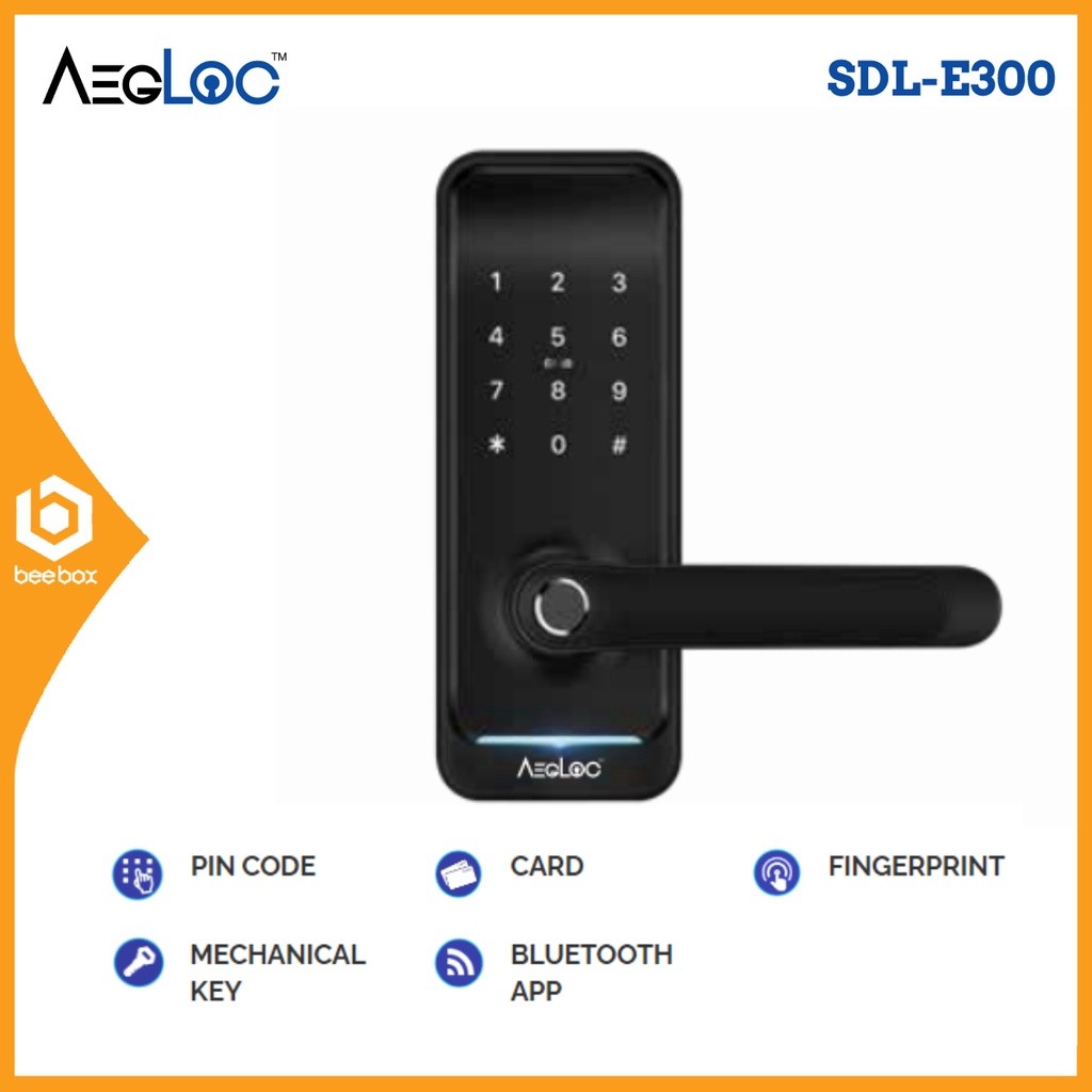 AEGLoc SDL-E300 Digital Tubular Smart Lock Black Smart Digital Rim Lock ...
