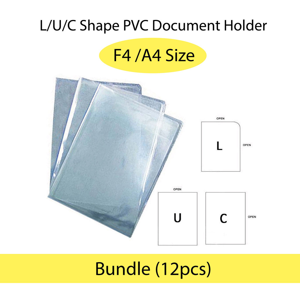 L/U/C Shape Clear Transparent Folder A4/F4 size Bundle (12pcs) | Shopee ...