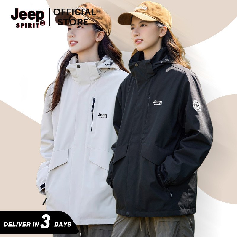 Jeep Spirit Unisex Hiking Jackets Waterproof Women Hooded Windbreaker ...