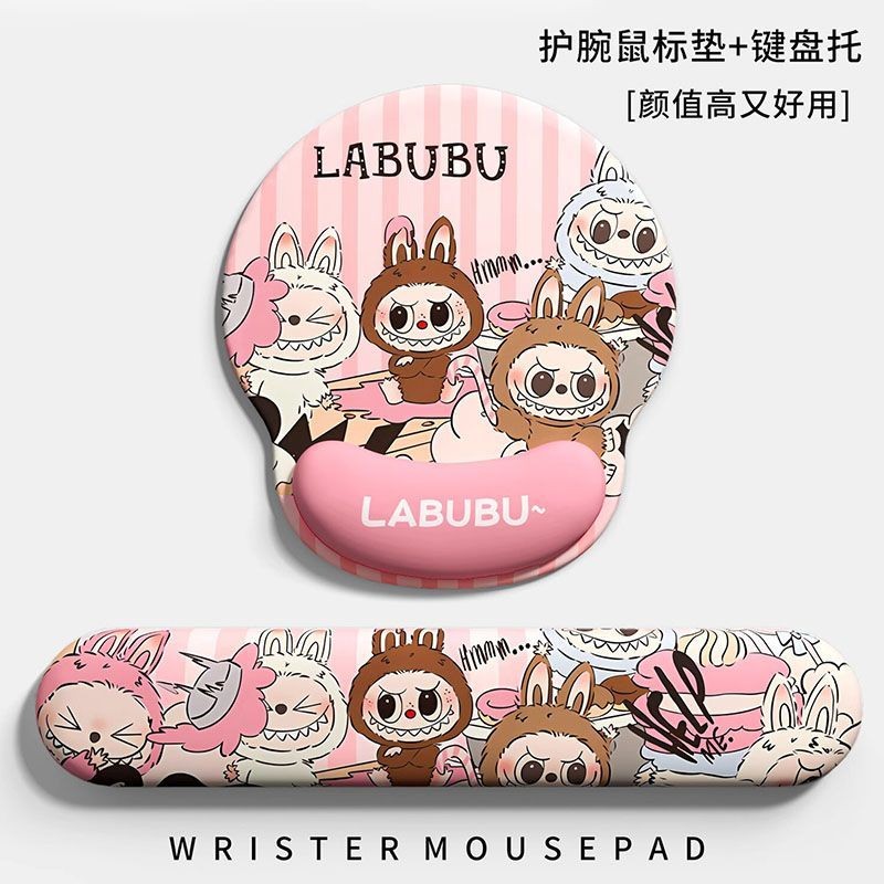 Labubu Cute Wrist Mouse Pad 3D Office Mouse Pad Cartoon Girl Soft ...