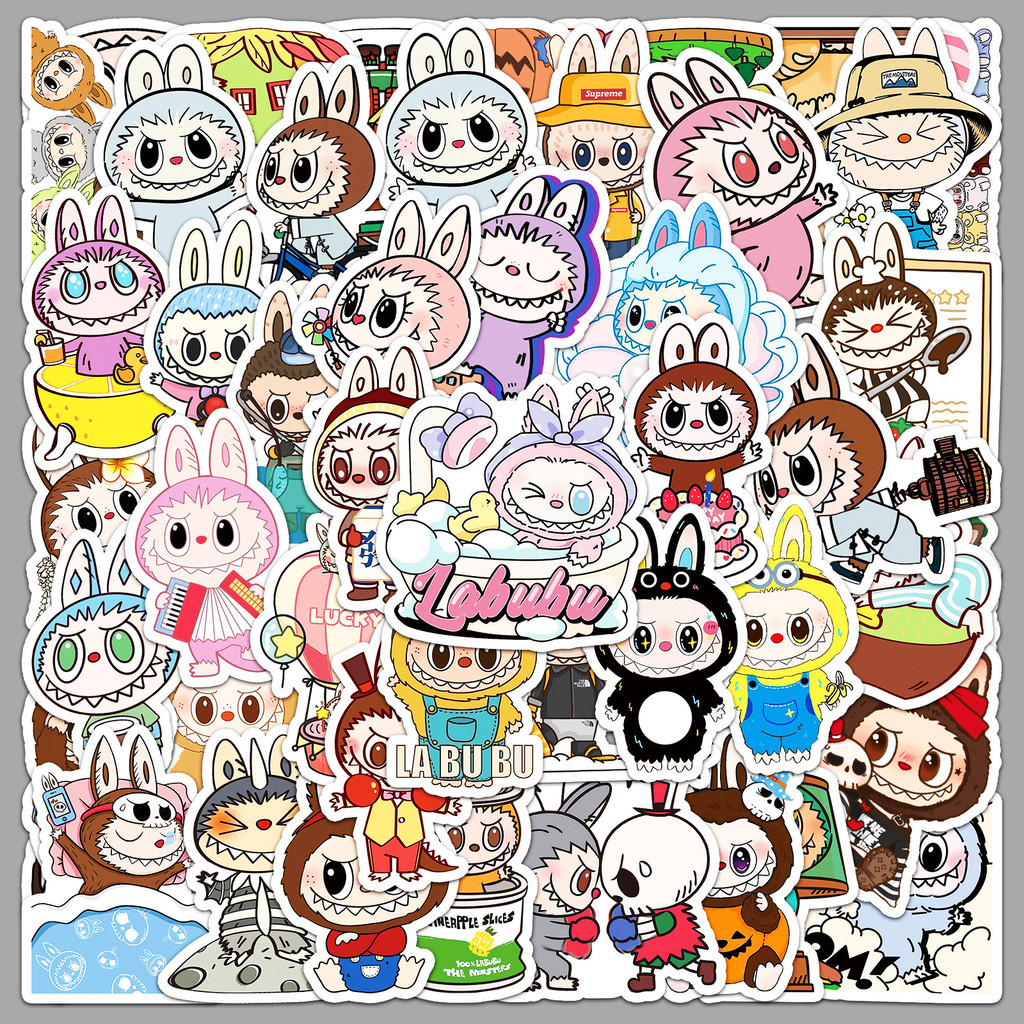 50 Sheets of Labubu Graffiti Stickers Cartoon Cute Labubu Goo Card ...