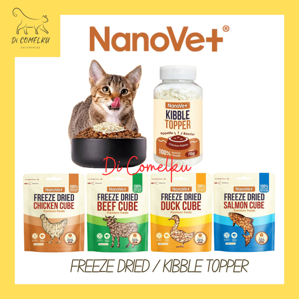 Nanovet® Freeze Dried Salmon Chicken Beef Duck Cube (50g/200g) / Kibble ...