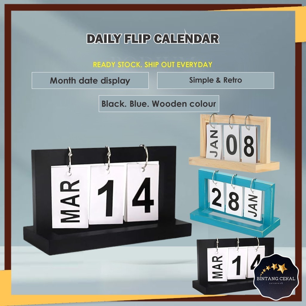BC Calendar Pages Handcrafted Table Wooden Retro Office Desk Flipping ...