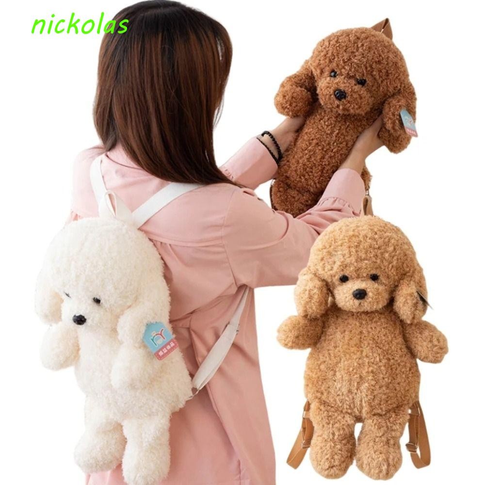 NICKOLAS Dog Plush Backpack, Cute Animals Stuffed Doll Dog Shoulders ...