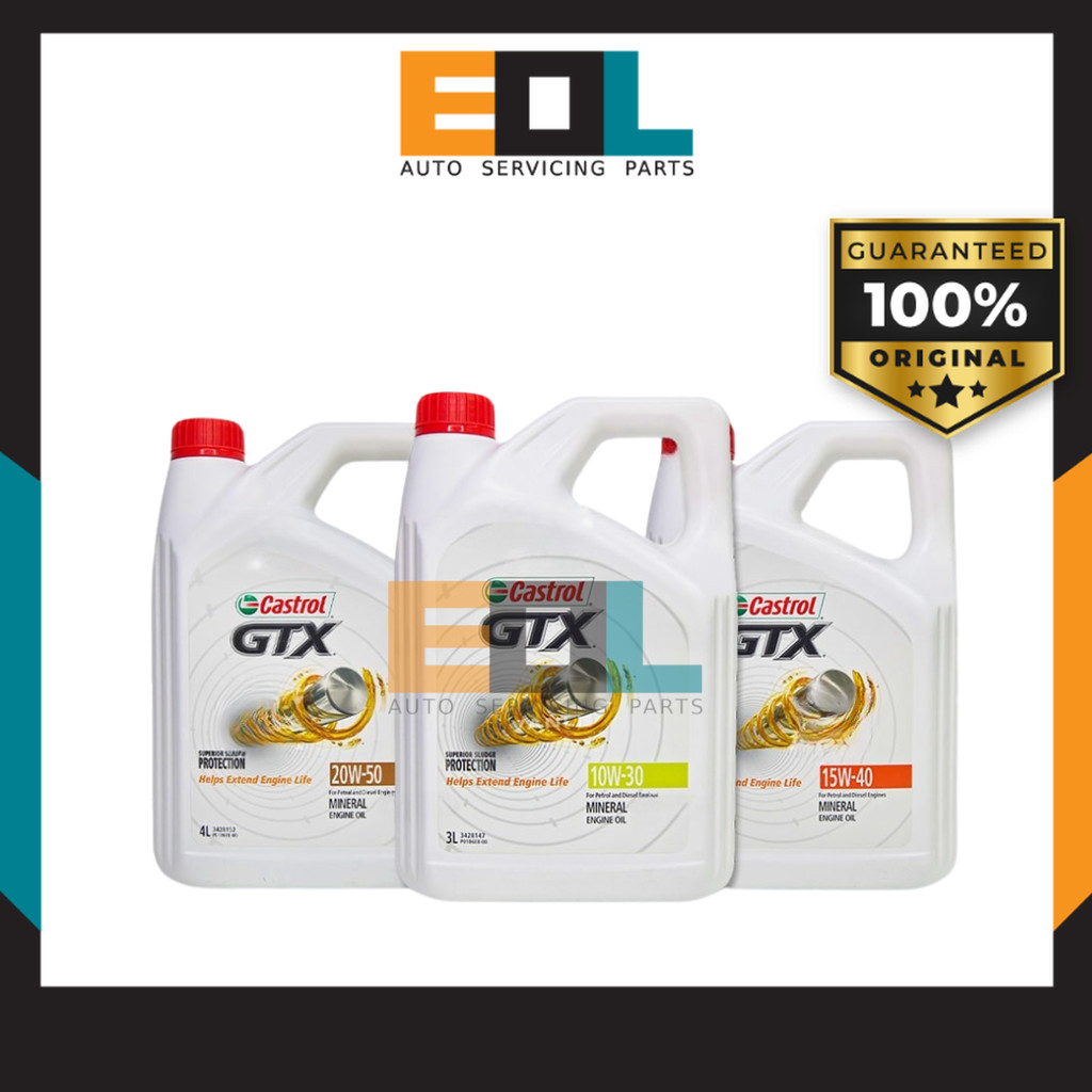 (100% Original) CASTROL GTX 10W30 / 15W40 / 20W50 Mineral engine oil ...