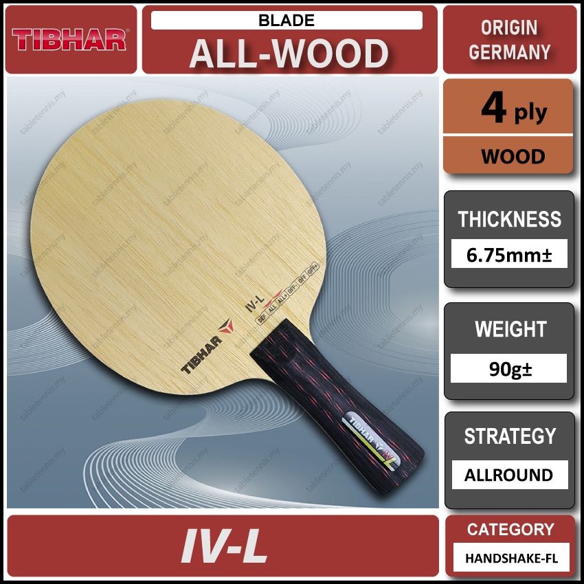 Tibhar IV-L All Wood Table Tennis Blade Paddle Bat Racket Ping Pong Handshake-FL | Shopee Malaysia