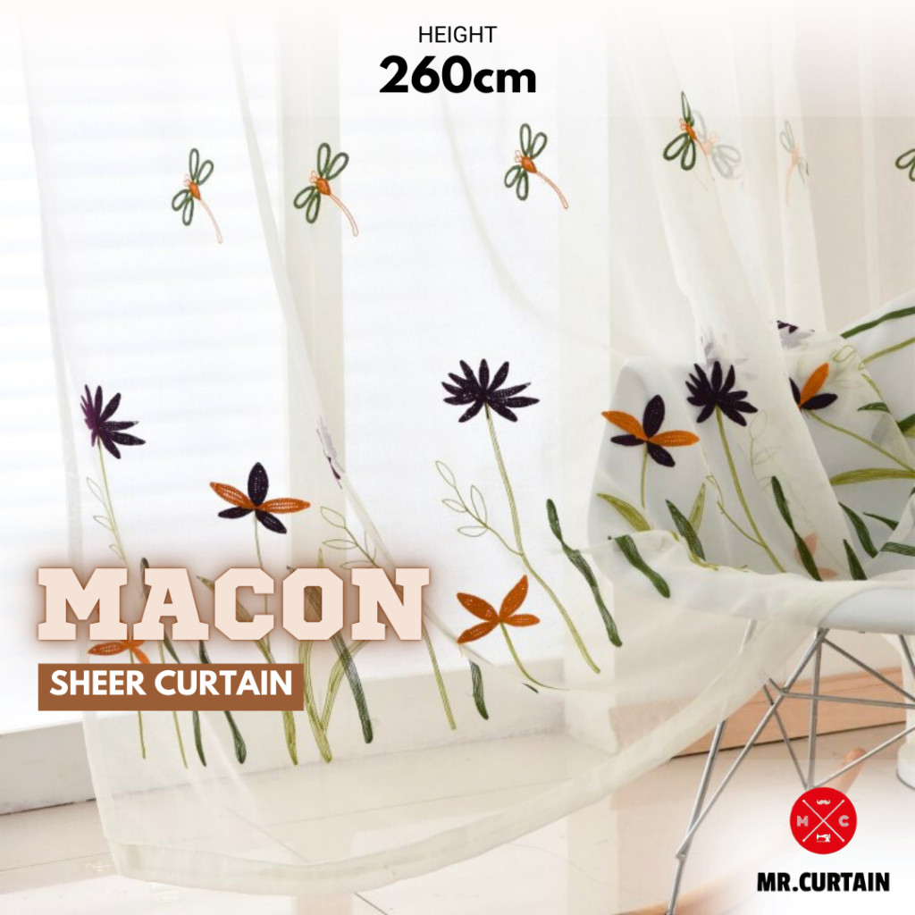 Monsala Langsir Sheer FREE Hook / Ring, Tulle Lace Lining Day Curtain ...