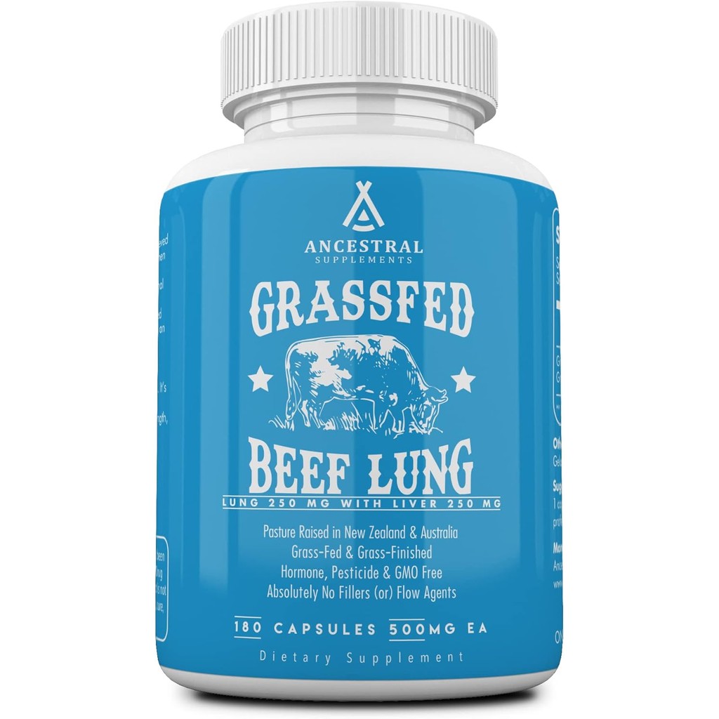 Ancestral Supplements Grass Fed Beef Lung Supplement with Liver, 500mg ...