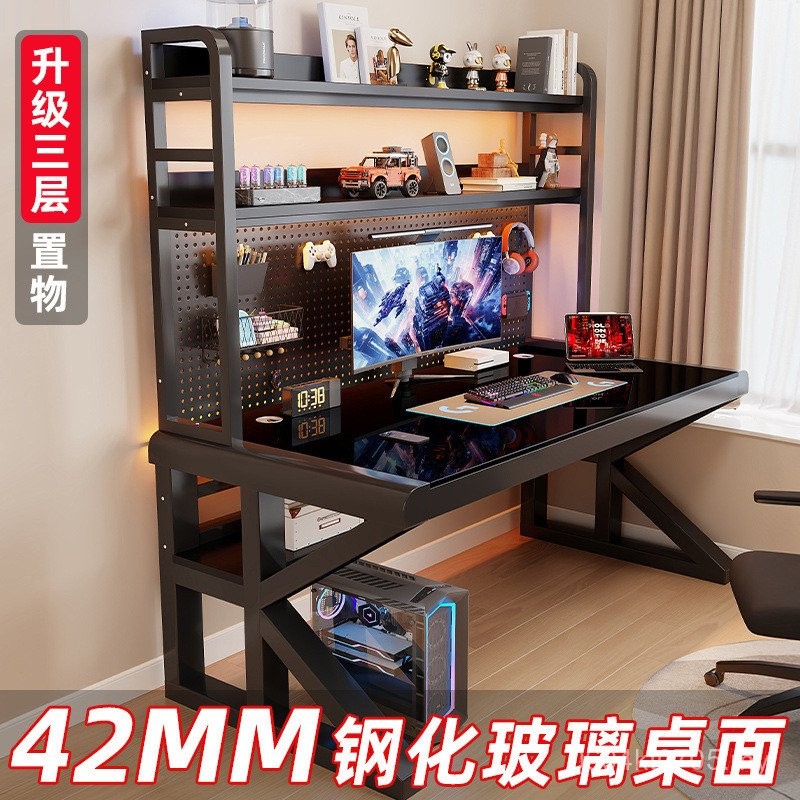 Household Desktop Desk Workbench Desk Gaming Desk Bedroom Bookshelf ...