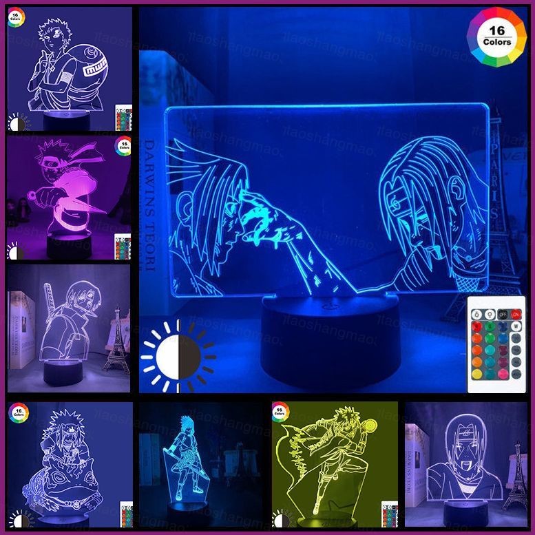 Naruto Night Lights Figure Sasuke Itachi Uchiha Bedroom Decor Lighting ...