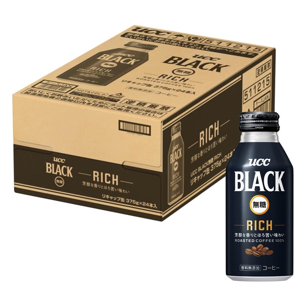 UCC BLACK Unsweetened RICH Canned Coffee 375g×24【Iced Coffee】【No ...