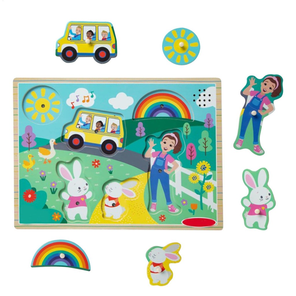 Melissa&Doug Easy To Catch Wooden Songs Peg Puzzles 6PCS Brain Cartoon ...