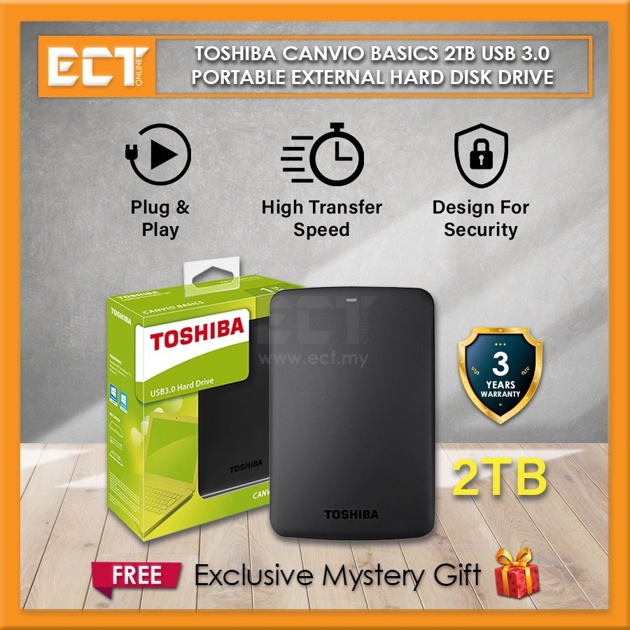 Toshiba Canvio Basics 2TB USB 3.0 Portable External Hard Disk Drive (HDTB420AK3AA) - Black ...