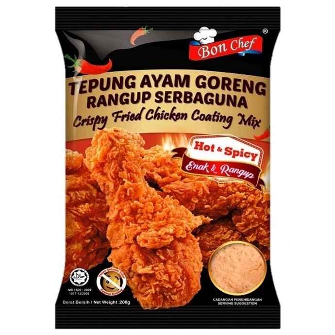 BON CHEF Tepung Ayam Goreng Rangup Serbaguna Hot & Spicy 200g | Shopee ...