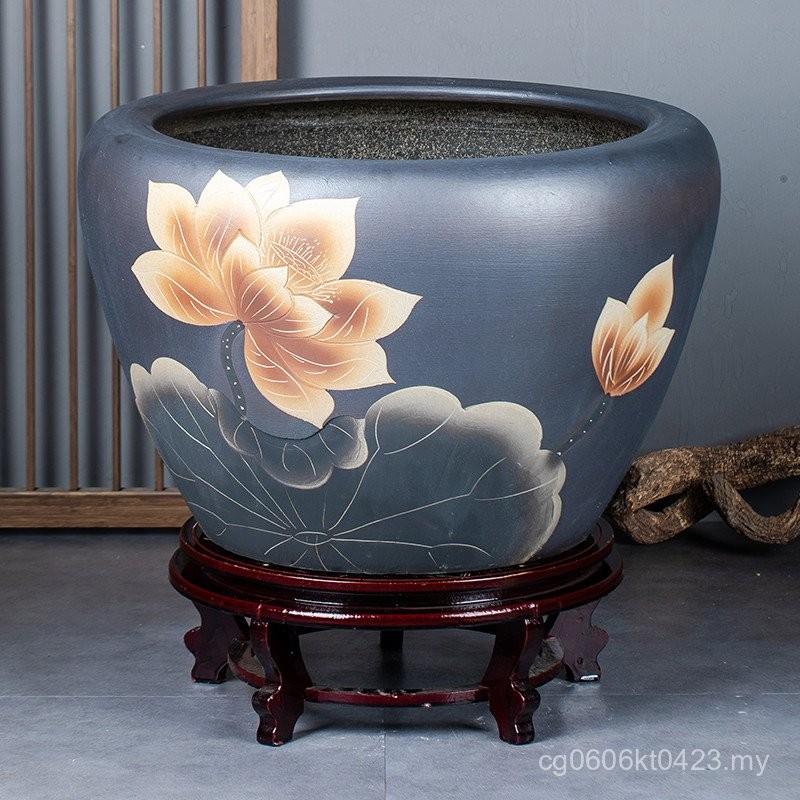 Fish Tank Ceramic Living Room Turtle Tank Tank Bowl Lotus Water Lily ...