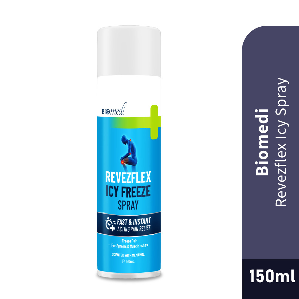 BIOMEDI Revezflex Icy Freeze Spray 150ml Pain Relief, Spray, Cramp ...