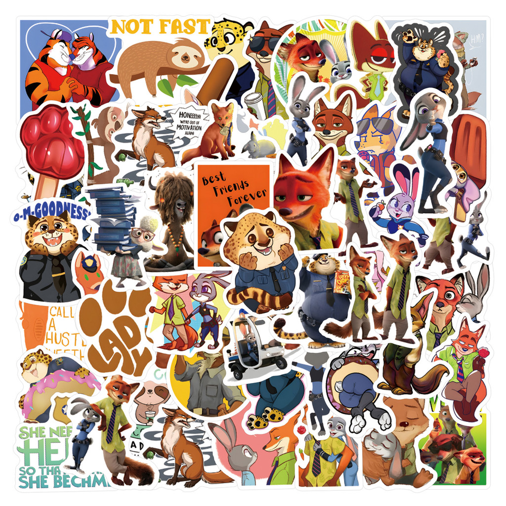 60 pcs Zootopia Cartoon Movie Waterproof PVC Stickers | Shopee Malaysia